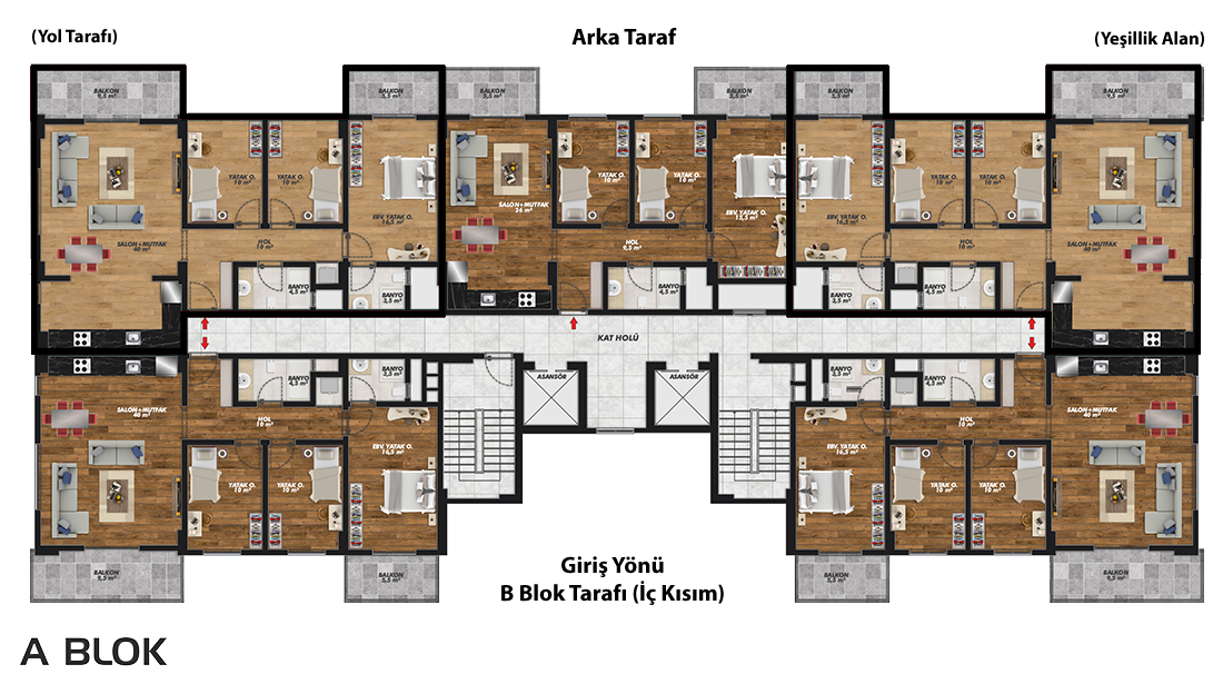 A BLOK A TIPI 2 / Kat: 4 Daire: 22 - Yeşilyurt Park IPTS